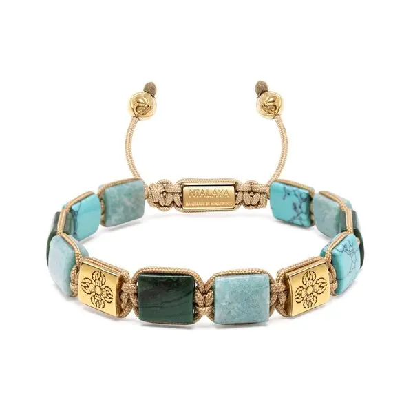 NIALAYA JEWELRY Pacific Dorje Flatbead Bracelet - Green/gold/blue