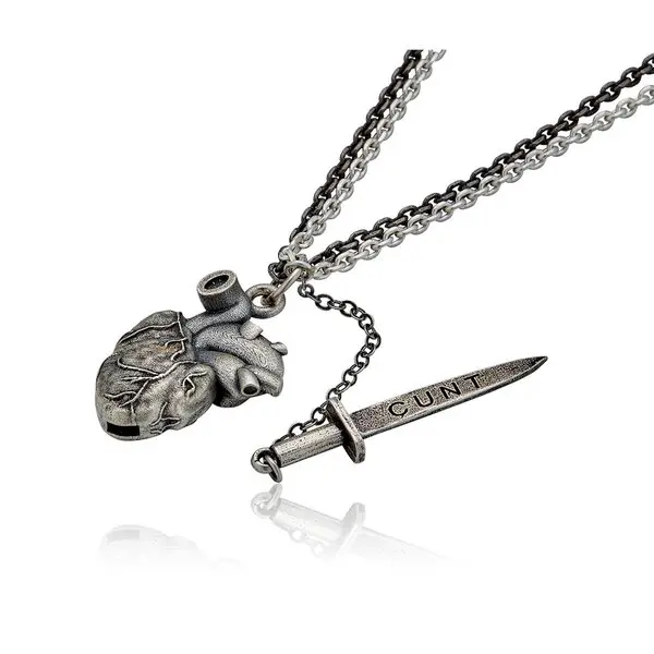 CARTOGRAPHY Anatomical Heart Pendant Necklace - Grey/silver
