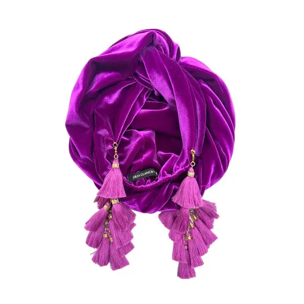 JULIA CLANCEY Classic Turban With Tassels - Purple