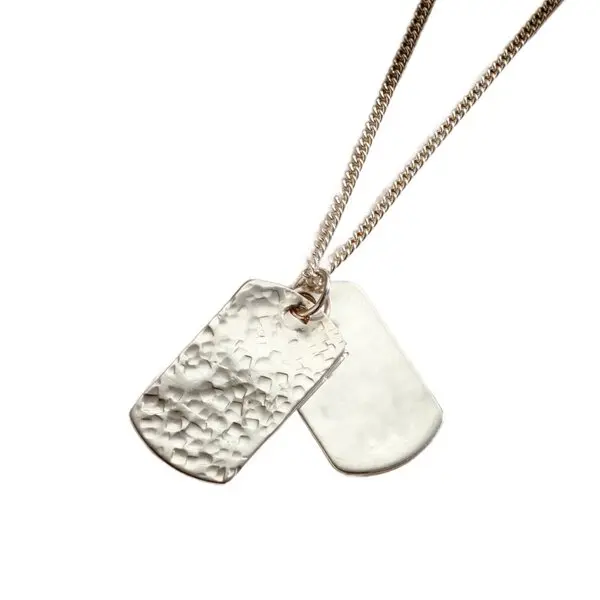 POSH TOTTY DESIGNS Sterling Double Dog Tag Pendant Necklace - Silver