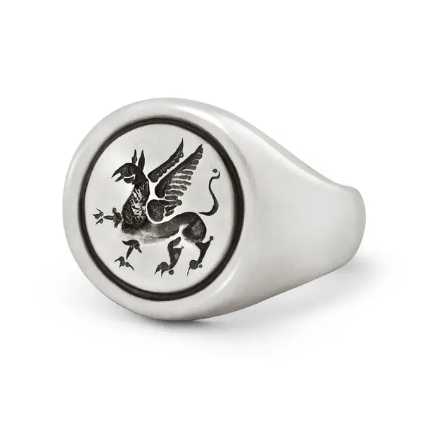 SNAKE BONES Griffin Signet Ring - Silver