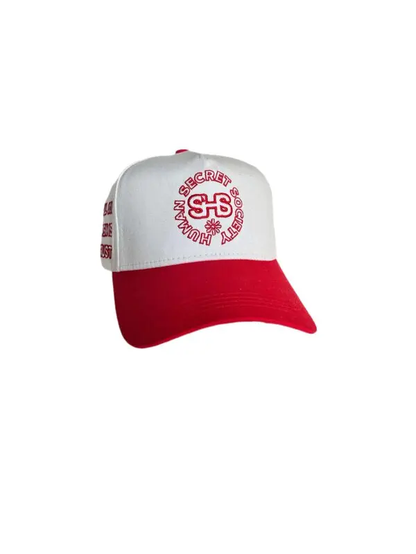 HUMAN SECRET SOCIETY Cap With Adjustable Strap - White/red