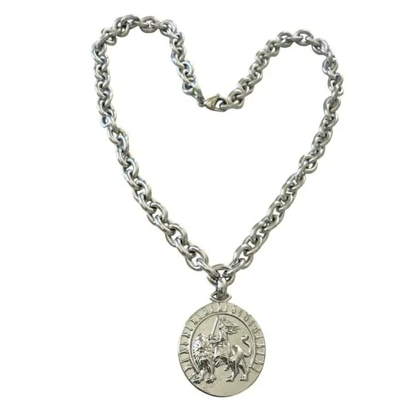 JAGGED HALO JEWELRY Lion Tamer Stainless Steel Pendant Necklace - Silver