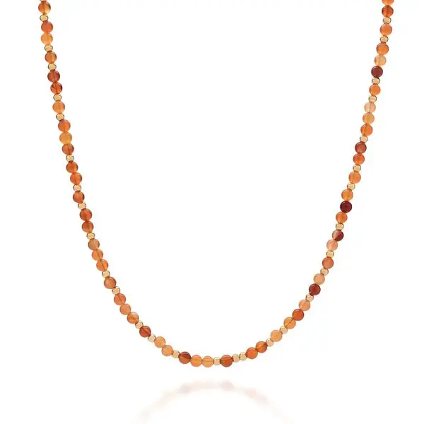 NELLOU JEWELLERY Carnelian Beaded Necklace - Gold