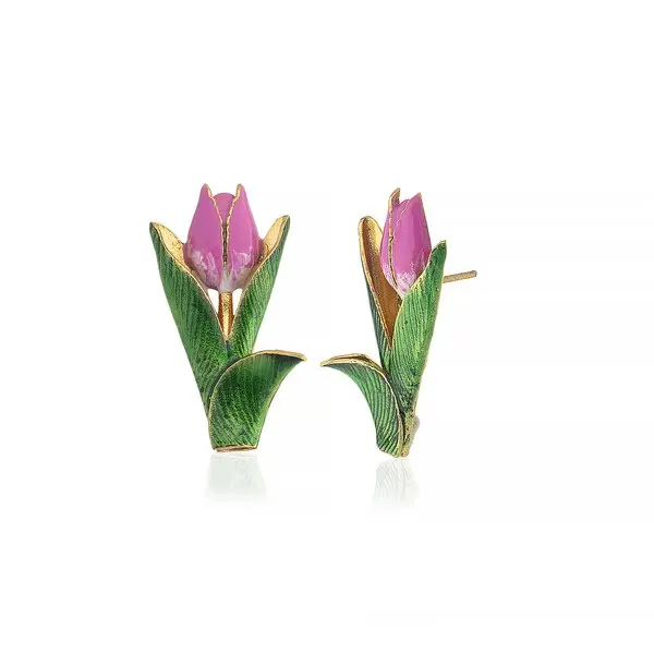 MILOU JEWELRY Tulip Flower Stud Earrings - Pink