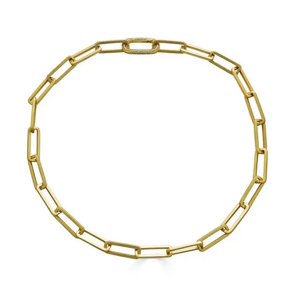 LONI PAUL JEWELRY Matte Rectangle Paperclip Chain Necklace - Gold