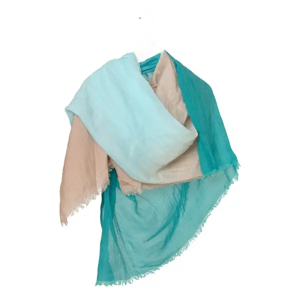 TIGER AND THE MONKEY Neutrals / Blue / Green Ombre Teal Taupe Beach Coverup Wrap Scarf - Blue/green