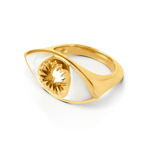 KASUN LONDON I On You Mother Of Pearl Ring - Gold