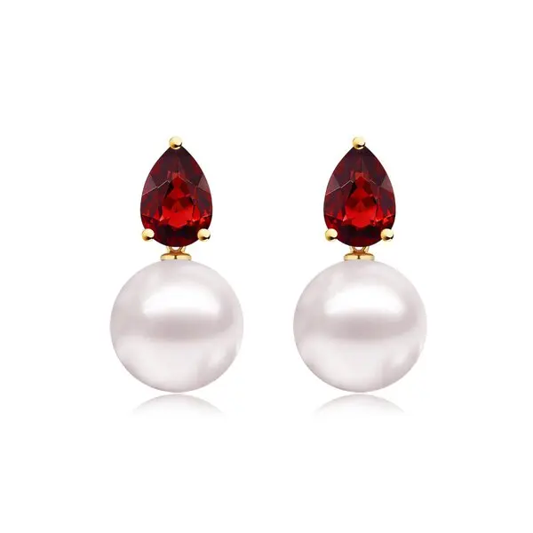 KAI FINE JEWELRY Convertible Garnet And Pearl Drop Earrings - Gold/red/white