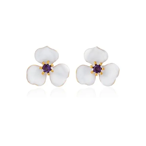 MILOU JEWELRY Petal Flower Earrings - White