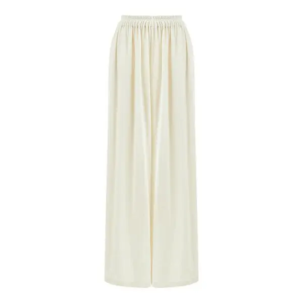 LILAMIE Istanbul Loose Fit Elastic Waist Long Summer Pants - Beige