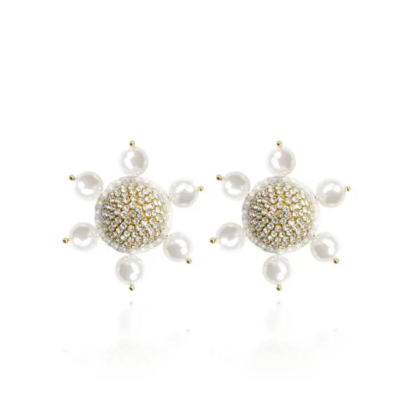 SAULE LABEL Jolie Clip On Earrings - White/gold