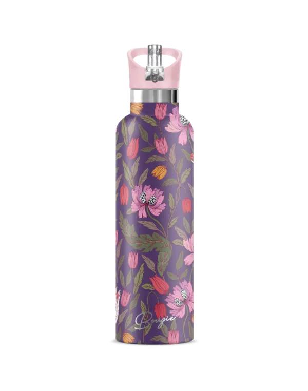 MY BOUGIE BOTTLE Morriset English Garden 25oz Insulated Water Bottle With Lid - Pink