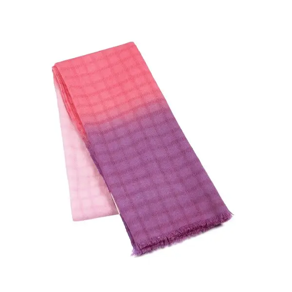 HERITAGEMODA Handwoven Ombré Purple Pure Wool Scarf - Pink