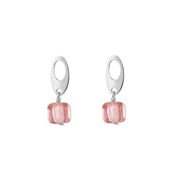 CHIARELLA Silver And Murano Glass Dangle Earrings - Silver/pink