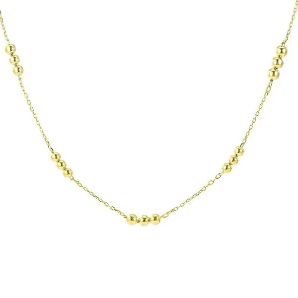 NAZZAR Mini Trio Bead Station Chain Necklace - Gold