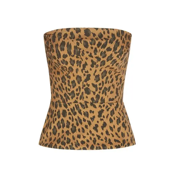 LAHIVE Neutrals Cheetah Carrie B. Strapless Reversible Top