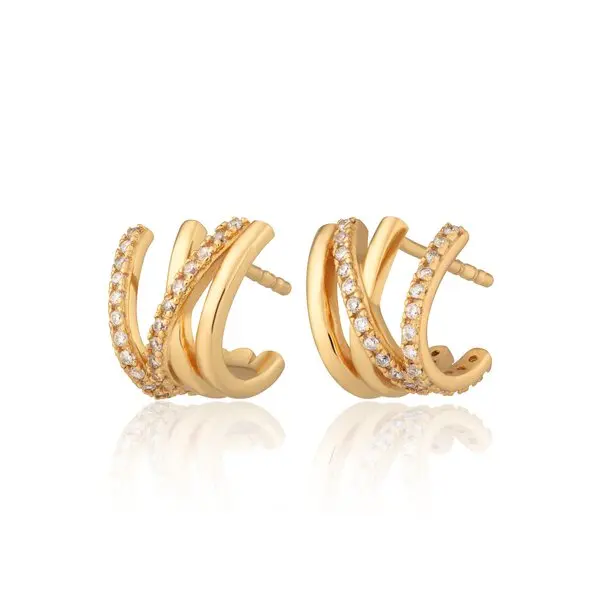 SCREAM PRETTY Crossed Illusion Hoop Stud Earrings - Gold