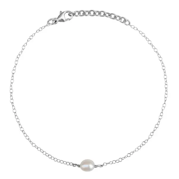 KIRI & BELLE Mini Cara Single Pearl Sterling Bracelet - Silver