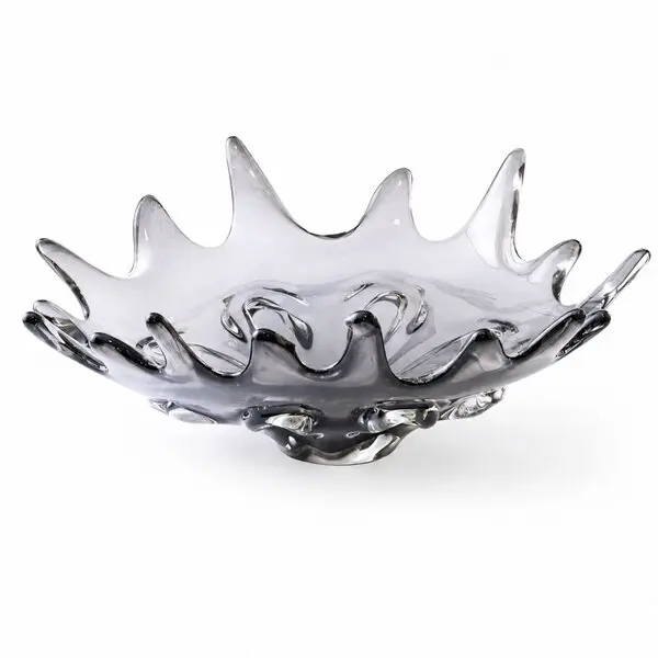 BELS & PEARL Hand-blown Clear Glass Flame Bowl - Grey