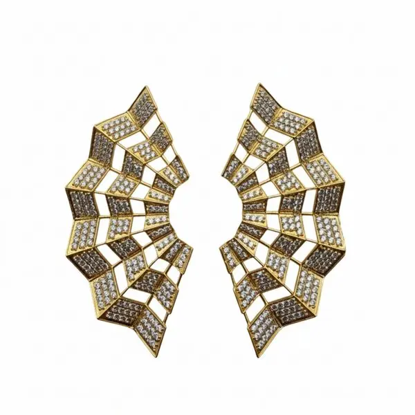 SILVER & ELEGANT Seahorse Zirconia Bronze Earrings - Gold