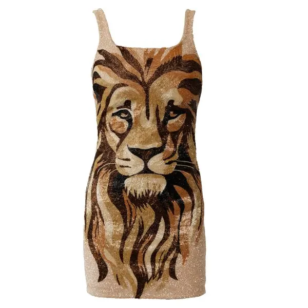 SELF-ADORE Embellished Lion Mini Dress