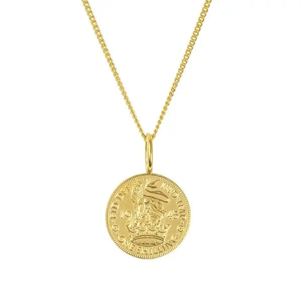 KATIE MULLALLY British Shilling Coin Charm Necklace - Gold