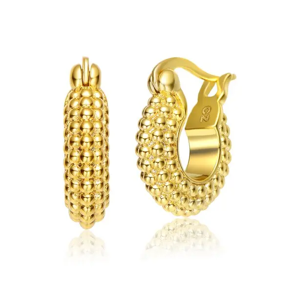 GENEVIVE Beaded Hoop Earrings - Gold