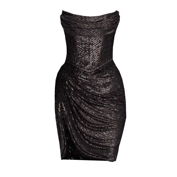 ANGELIKA JOZEFCZYK Delia Sequin Mini Dress - Black