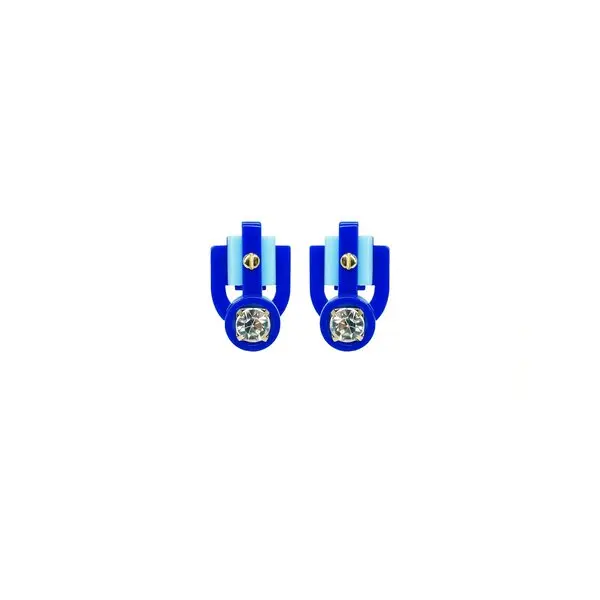 GISSA BICALHO Acrylic Earrings With Rhinestones - Blue