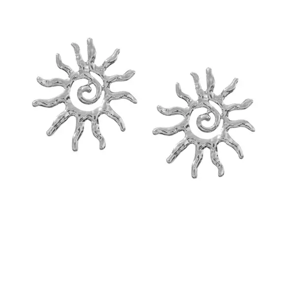MAISON DE GALA Spiral Sunburst Stud Earrings - Silver