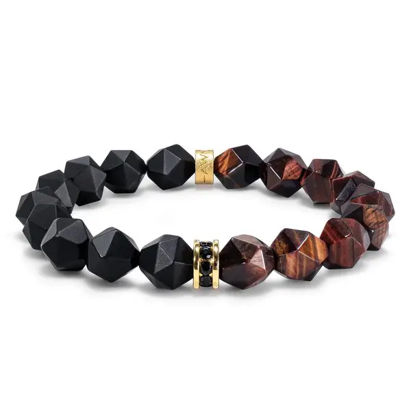 AWNL Black Onyx & Red Tiger Eye Bead Bracelet - Black/red