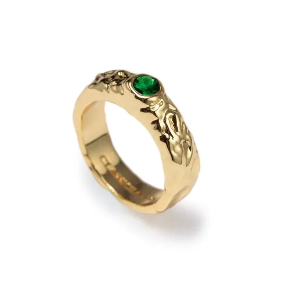 CLASSICHARMS Sylvie Gold Molten Emerald Stackable Ring - Gold/green