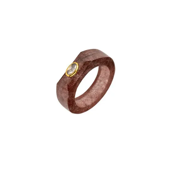 LAVANI JEWELS Strawberry Quartz And Gold-plated Ring With Zirconia - Pink/gold