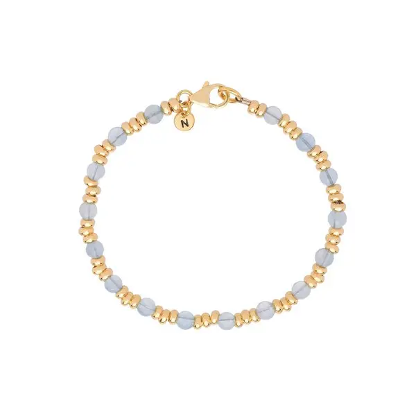 NELLOU JEWELLERY Gold Plated Sterling Silver Aquamarine Bracelet - Gold/blue