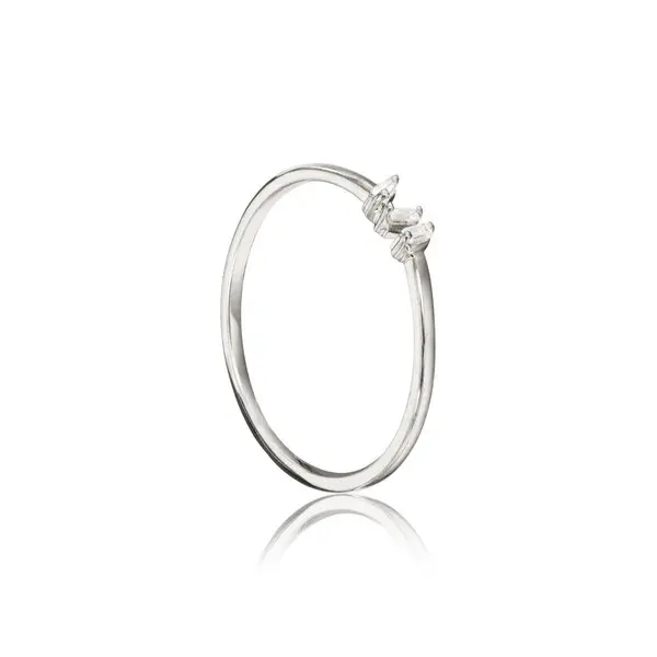 LILY & ROO Three Baguette Crystal Ring - Silver