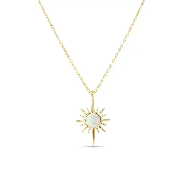 SPERO LONDON White Opal Northernstar Sterling Silver Pendant Necklace - Gold