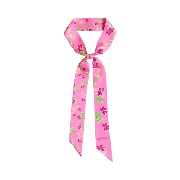 LOST PATTERN Beach Blossom Silk Skinny Scarf - Pink