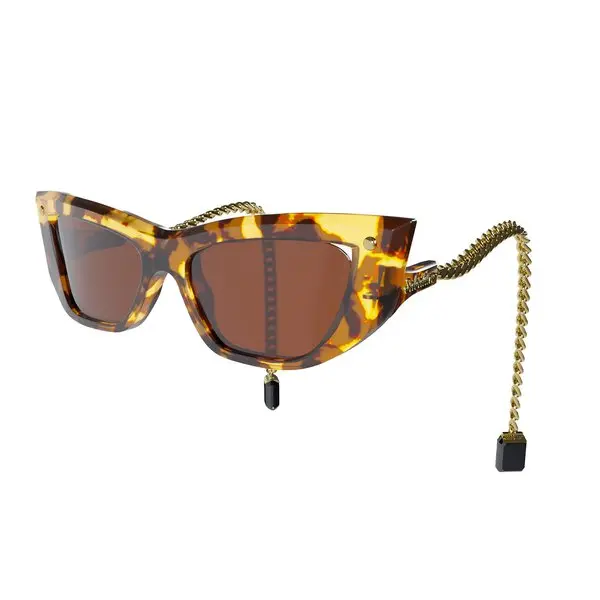 SABATINO Deluxe Leopard Acetate Sunglasses With Gold Tone Chain - Yellow