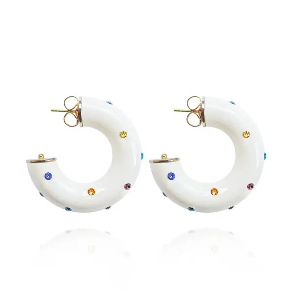SAULE LABEL Alba Hoops In Jet Cream - White