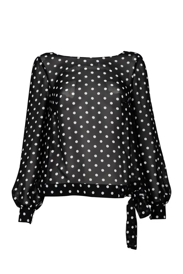 GINTA Polka Dot Blouse With Bow Detail