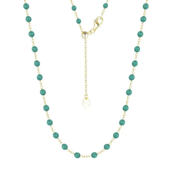 KAMARIA Enamel Beaded Chain Necklace - Green