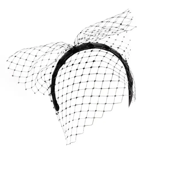 VICTORIA CHARLES HEADPIECES Veiling Headpiece On Satin Headband - Black