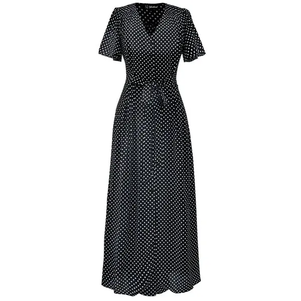 SMART AND JOY Polka Dot Flared Shirt Dress