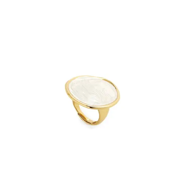 RETRO CHIC Ripple Ring - White/gold
