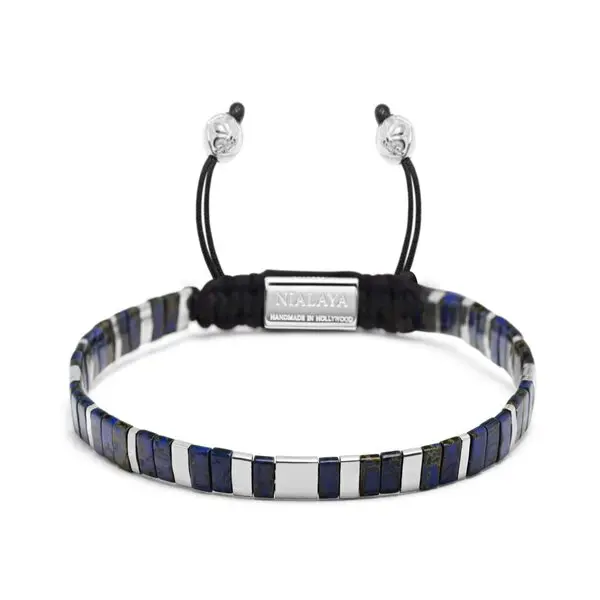 NIALAYA JEWELRY Bracelet With Miyuki Tila Beads - Blue/silver