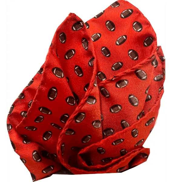 LAZYJACK PRESS Touchdown Pocket Square – Burnt - Orange