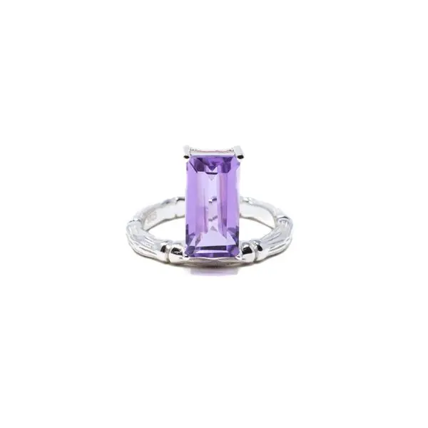 NASI SILVER Floating Bamboo Gemstone Ring - Purple