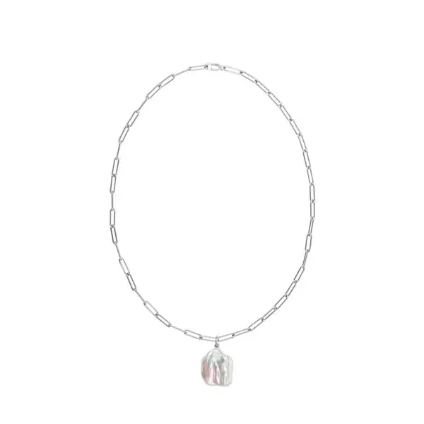 ORA PEARLS Aetia Baroque Pearl Chain Necklace - Silver