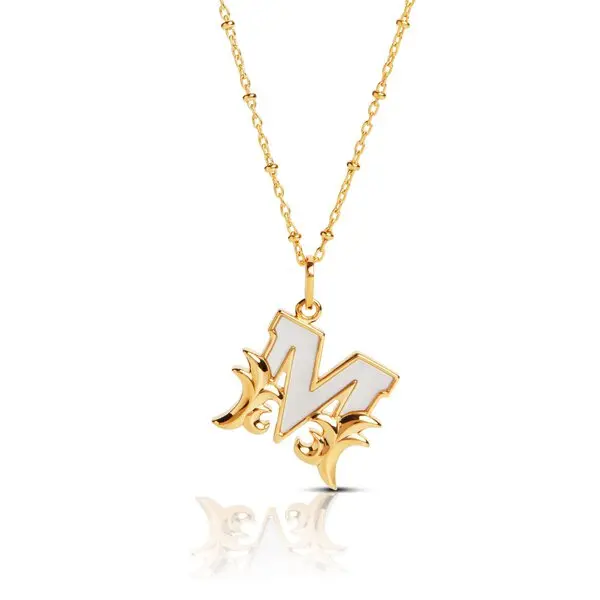 KASUN LONDON Plated M Initial Necklace With Mother Of Pearl - Gold